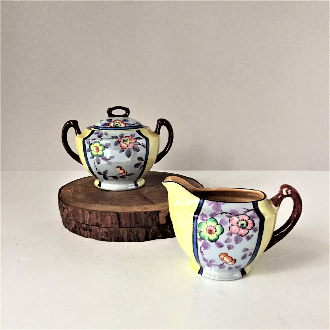 Lusterware Creamer and Sugar, Vintage Floral Lustreware, Japanese ...