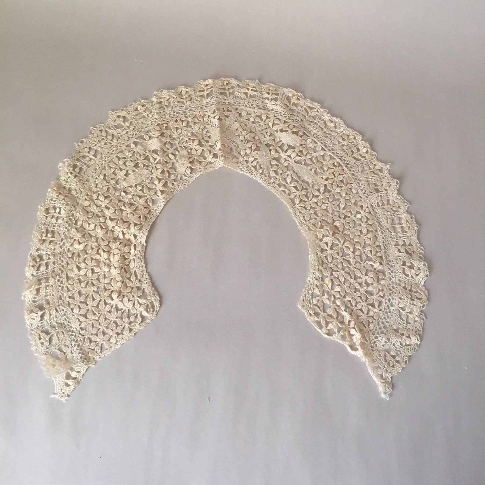 Vintage Ecru Silk Lace Maltese Collar | Hand Crafted Wide Collar for ...