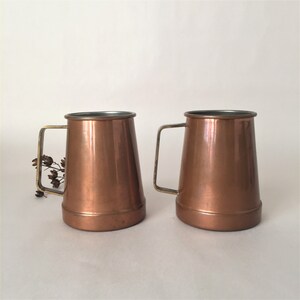 Vintage Copper on Tin Tankards With Brass Handles a Pair | Two Douro ...