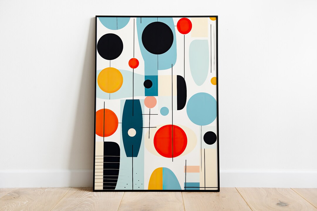 Abstract Mid-century Modern Shapes Print 5 Colorful Geometric Wall Art ...