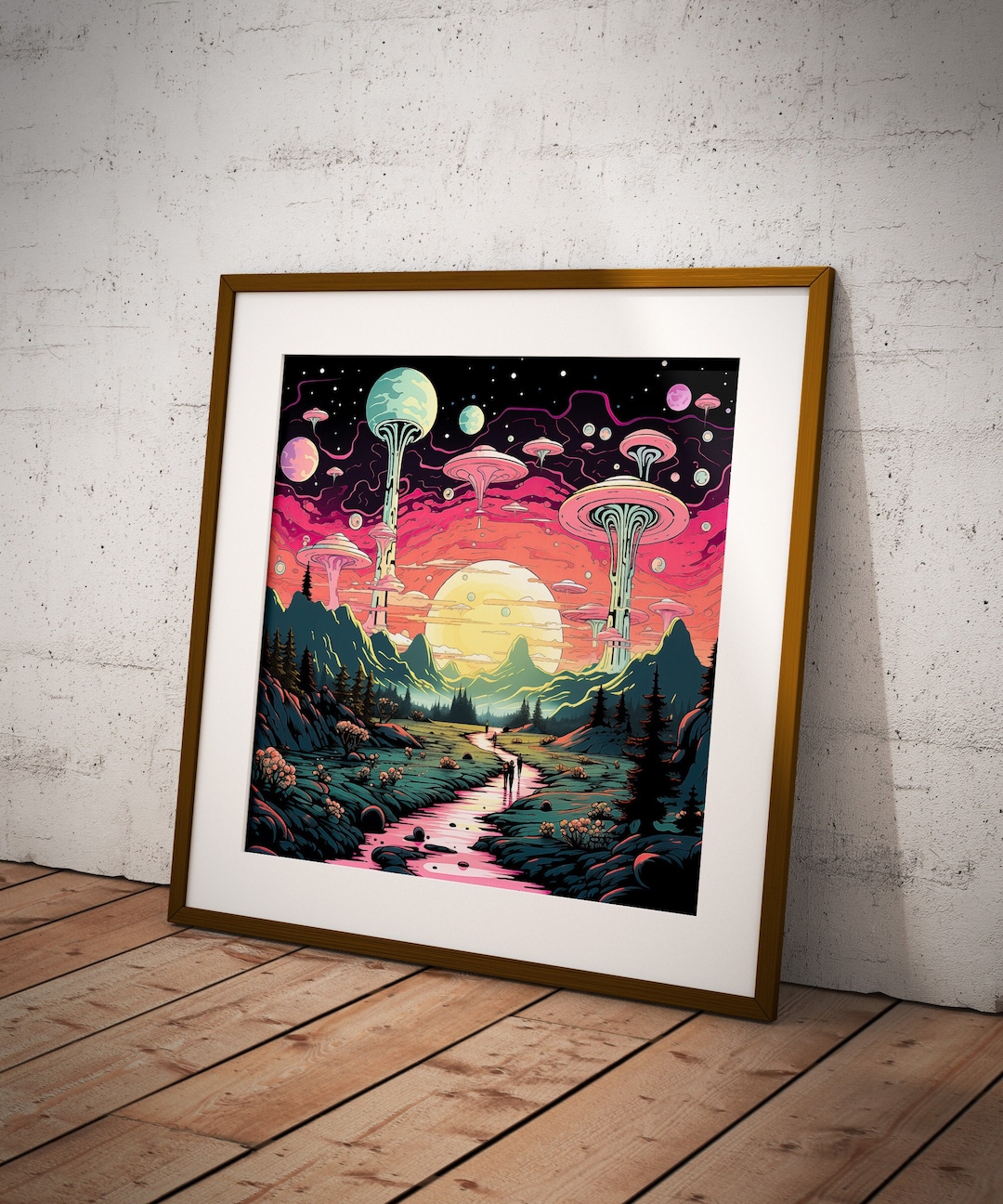 Fantasy Alien Landscape Art Print Psychedelic Space Scenery Digital ...