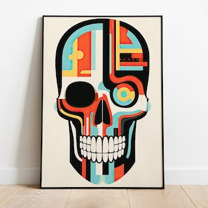 Abstract Geometric Skull Print 4 Mid-century Modern Decor AI Art ...
