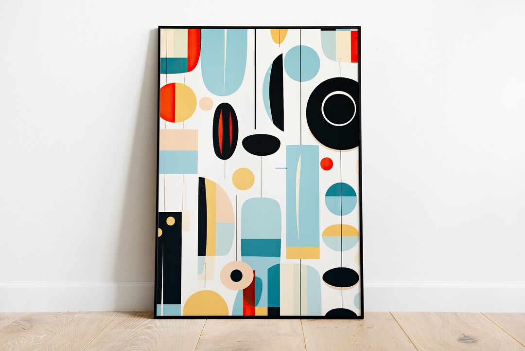 Abstract Mid-century Modern Shapes Print 1 Colorful Geometric Wall Art ...