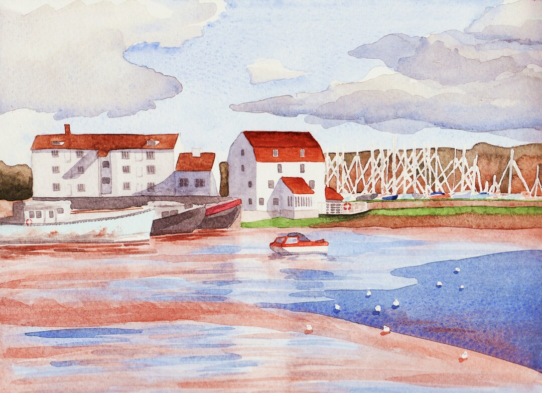 A4 Watercolour of Tide Mill at Woodbridge, Suffolk - Etsy