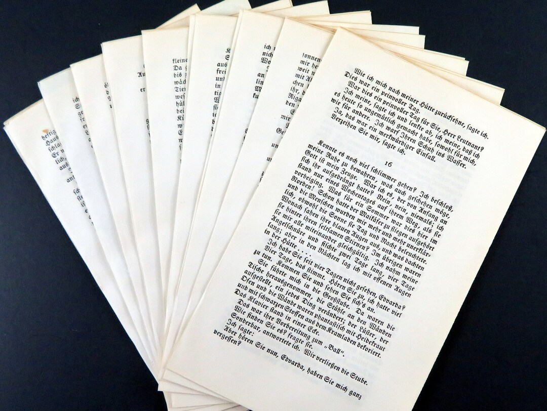 20 Pages German Language Novel, 1920s Letterpress Typesetting, 5 X 7 ...