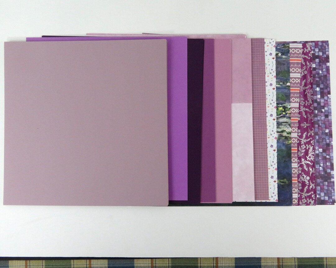 12x12 Destash Paper Lilac Purple Mauve, Decorative and Plain, Cardstock ...