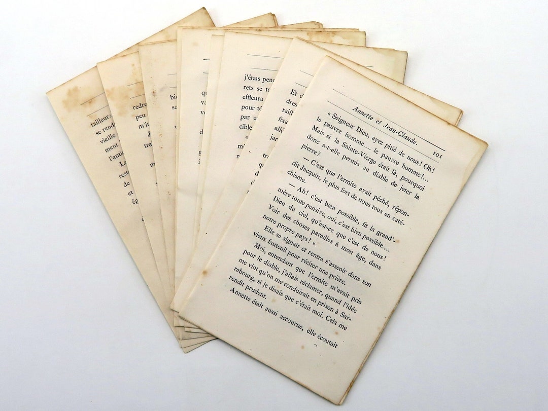 Vintage France 20 Pages French Language Novel, 1800s Letterpress Type ...