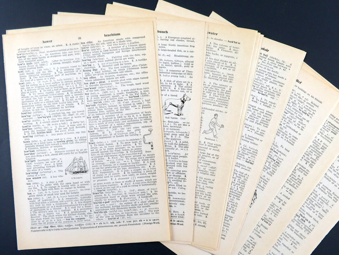 30 Old Dictionary Pages Trimmed for Printing, Old Book Pages, Word ...