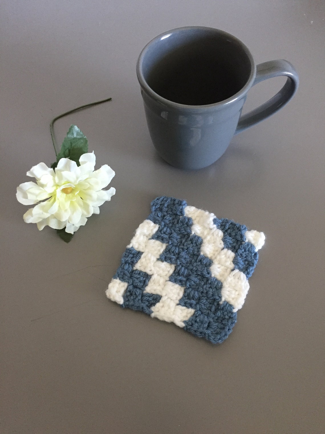 Blue & White Striped Wavy Geometric Coaster PDF Digital Pattern Corner ...