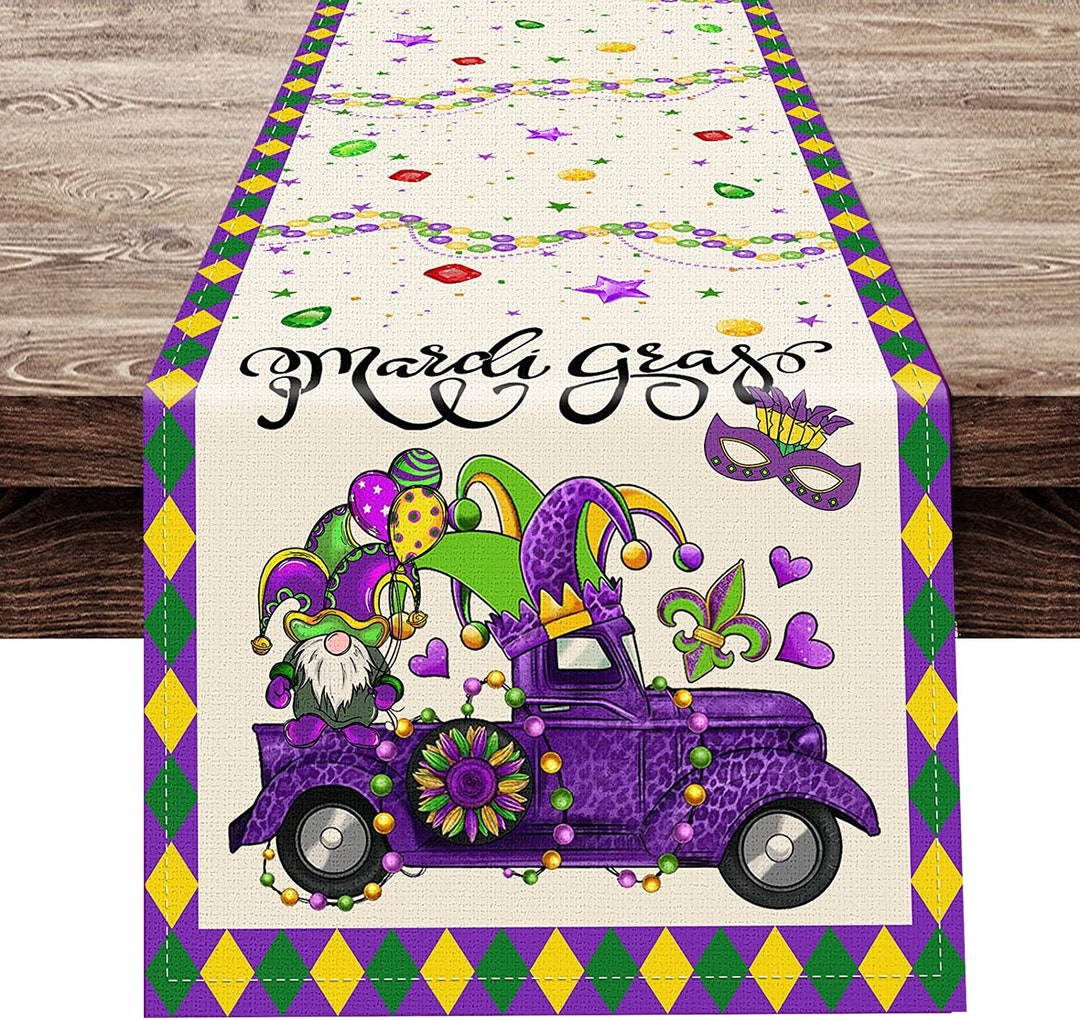 Happy Mardi Gras Carnival Table Runner-mardi Gras Decorations - Etsy