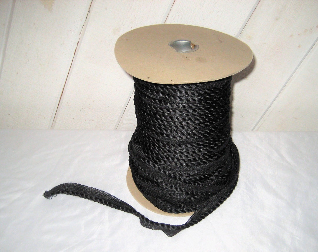 Vintage Black Cord Trim With Lip, Braid Trim, Black Braid Cording, Trim ...