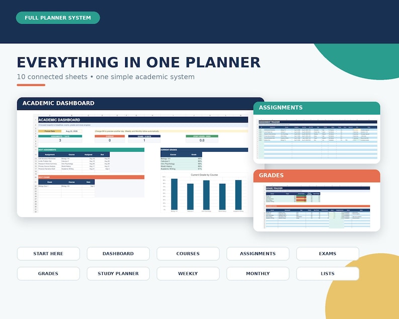2026–2027 Academic Planner Spreadsheet for Google Sheets & Excel ...