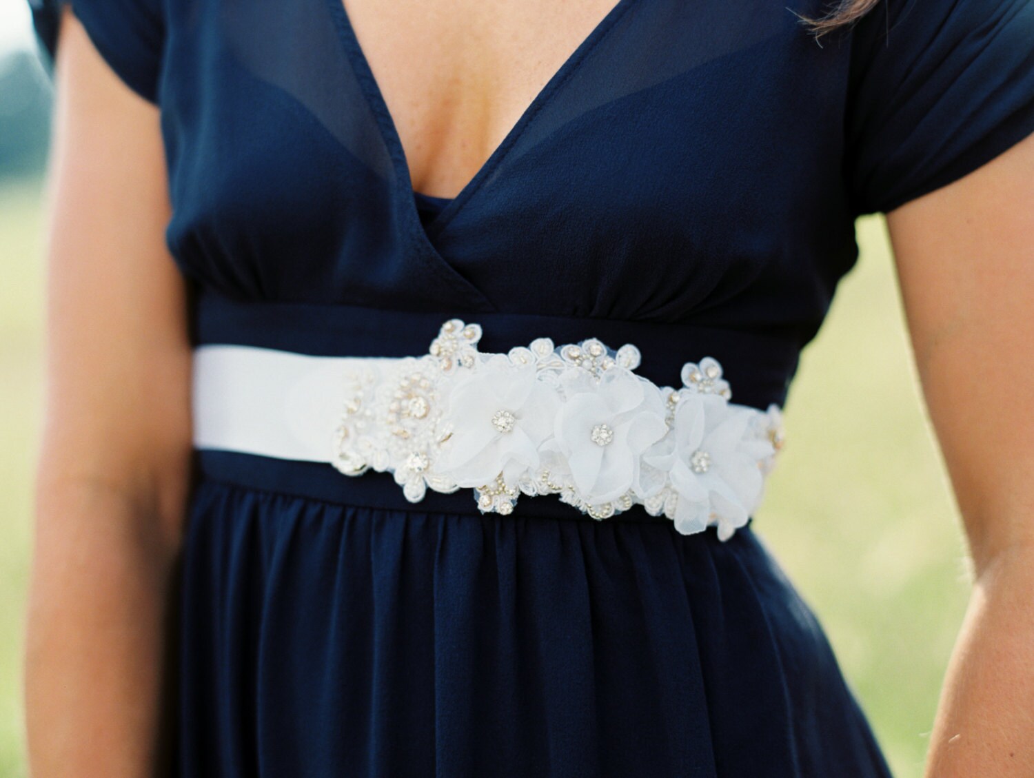 Wedding Beaded Flower Sash. Bridal Gown Flower Sash in White and Gold ...