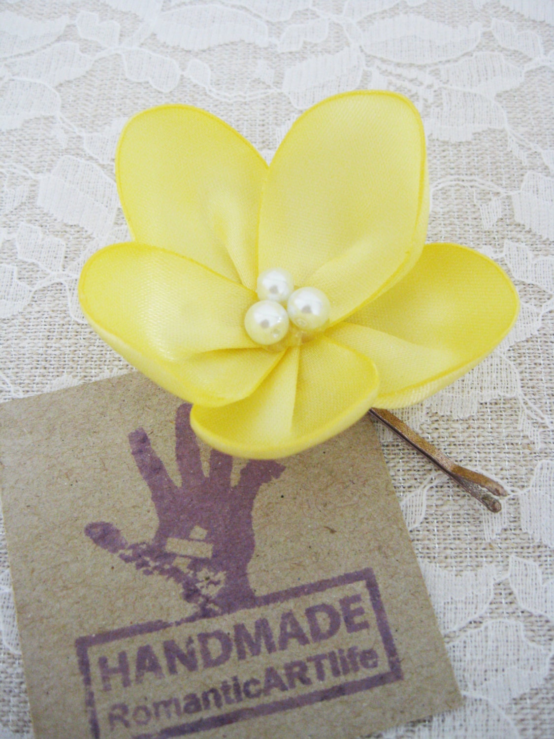 Yellow Flower Accessory. Yellow Flower Pin. Bobby Pin. Hair Accessory ...