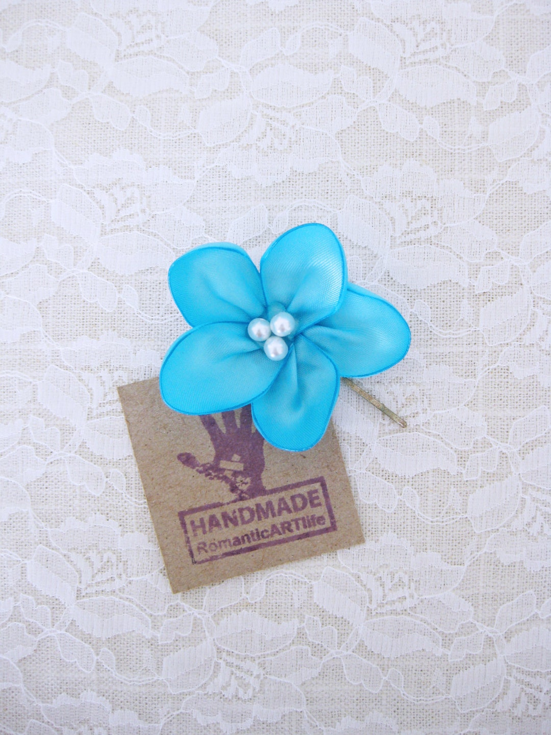 Aqua Blue Flower Hair Pin. Aqua Blue Flower Hair Accessory. Bridesmaid ...