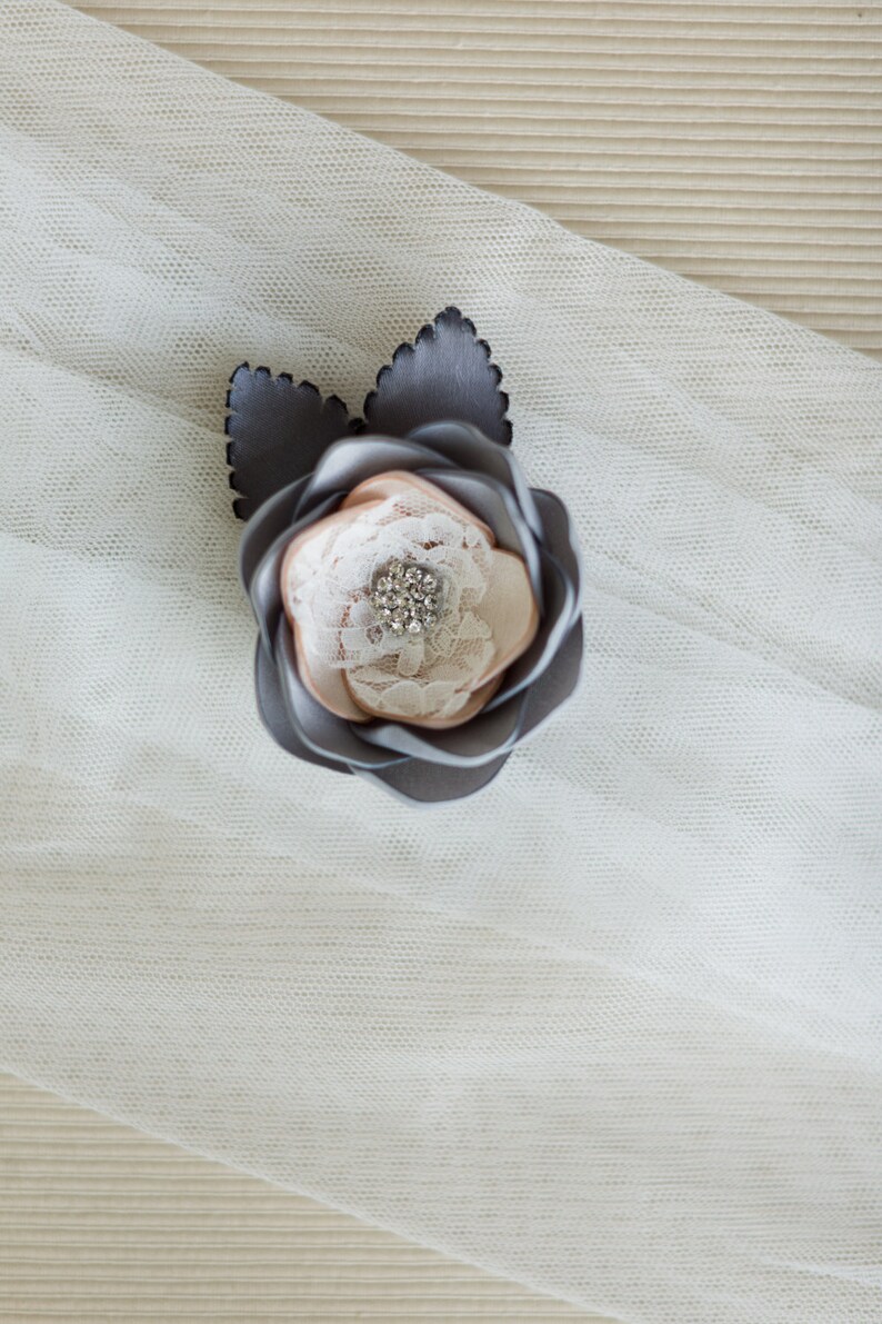 Gray Flower Clip. Bridal Flower Hair Piece. - Etsy