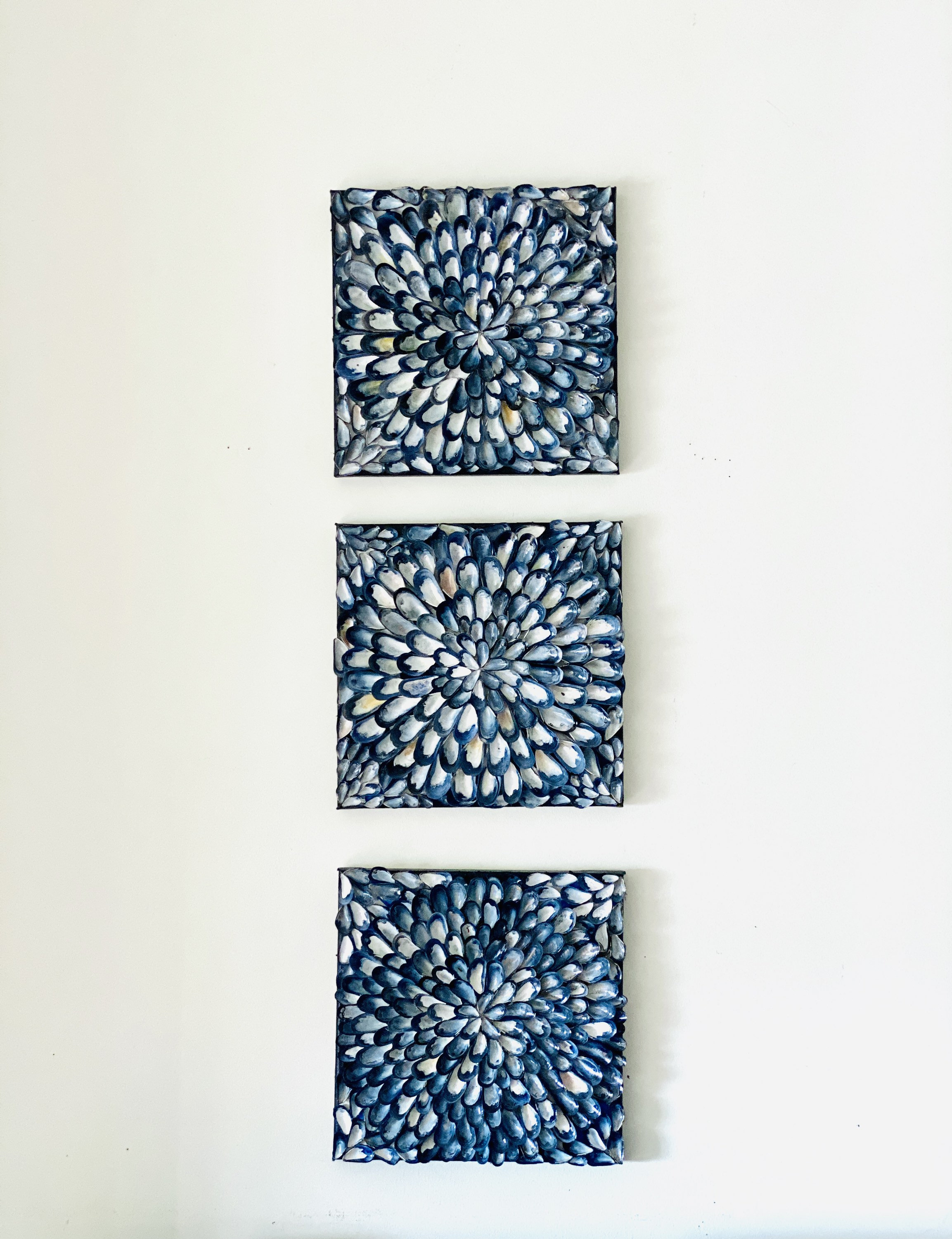 Abha Shell Wall Decor, Blue Grey and White, Beach Vibes, Mussel Shells ...