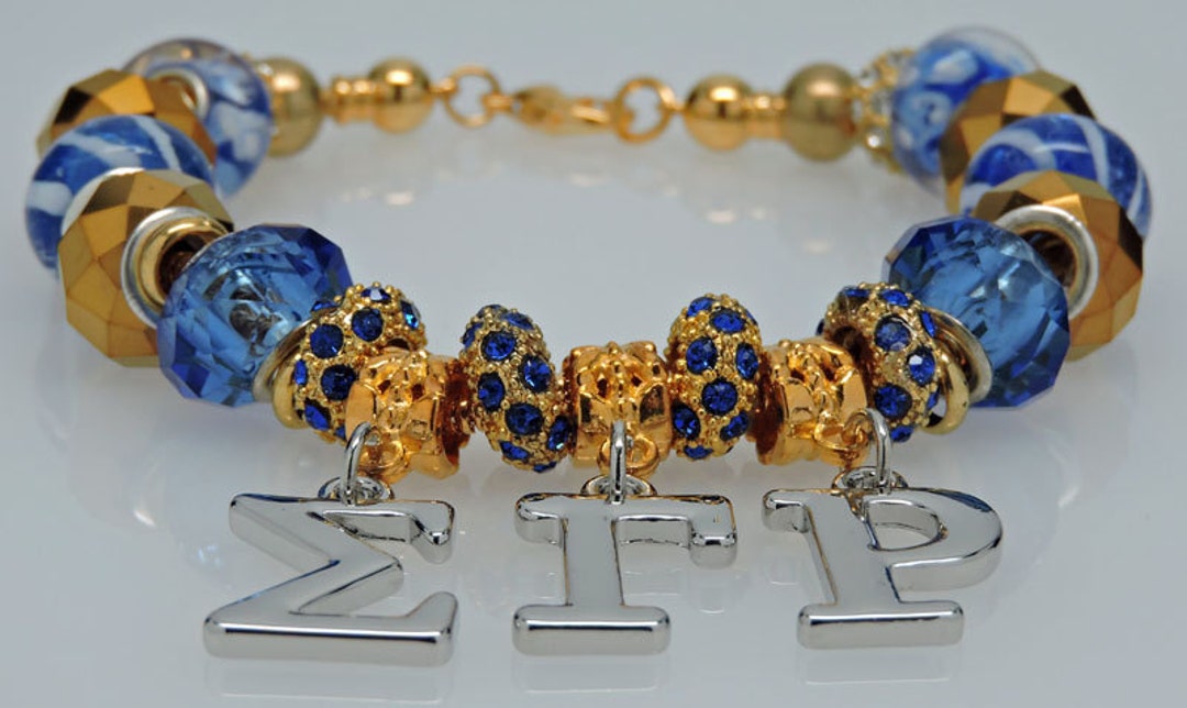 Dangling SIGMA GAMMA RHO European Style Sorority Bracelet Blue Gold - Etsy