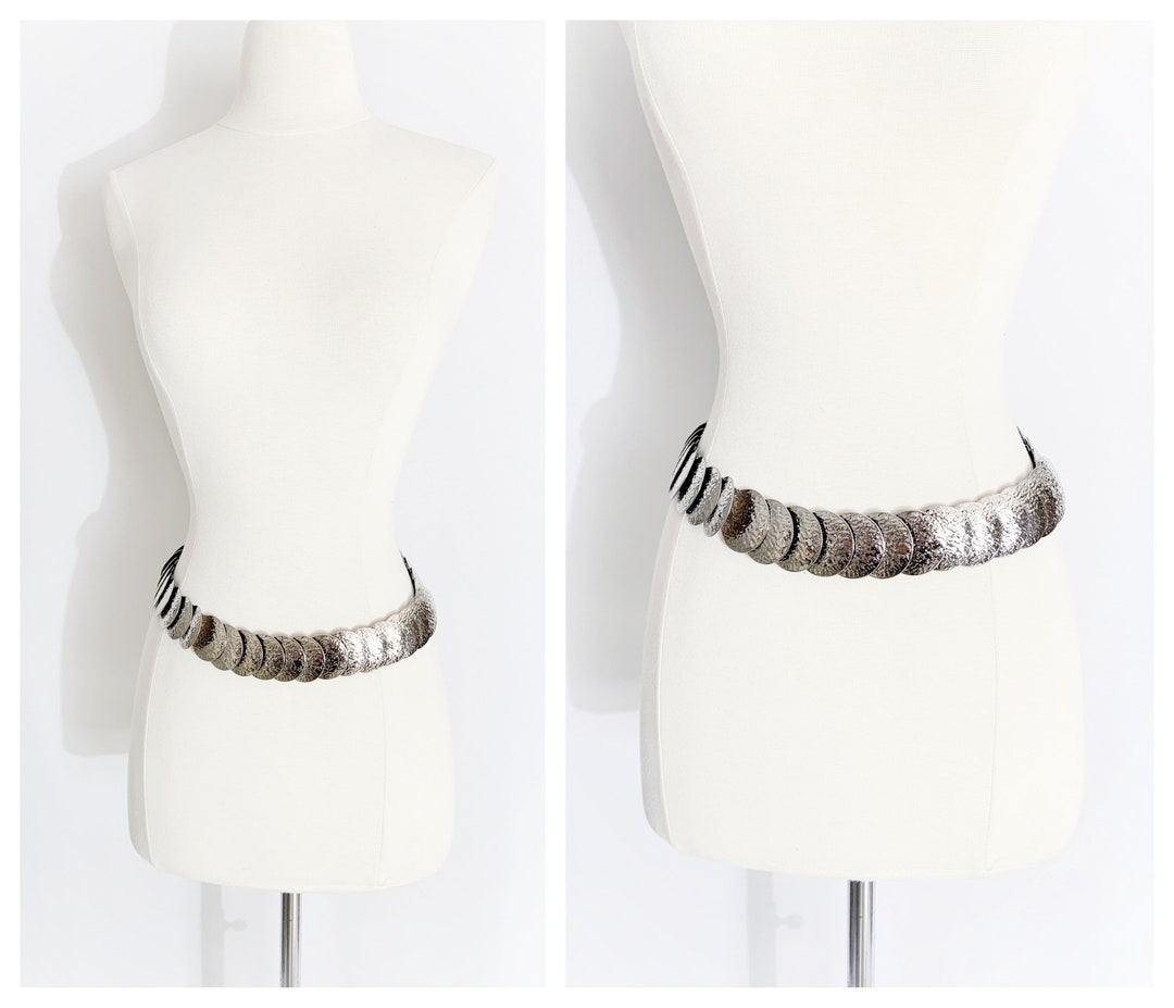Vintage Silver TONE METAL DISK Cinch Belt / size Small Medium - Etsy 日本