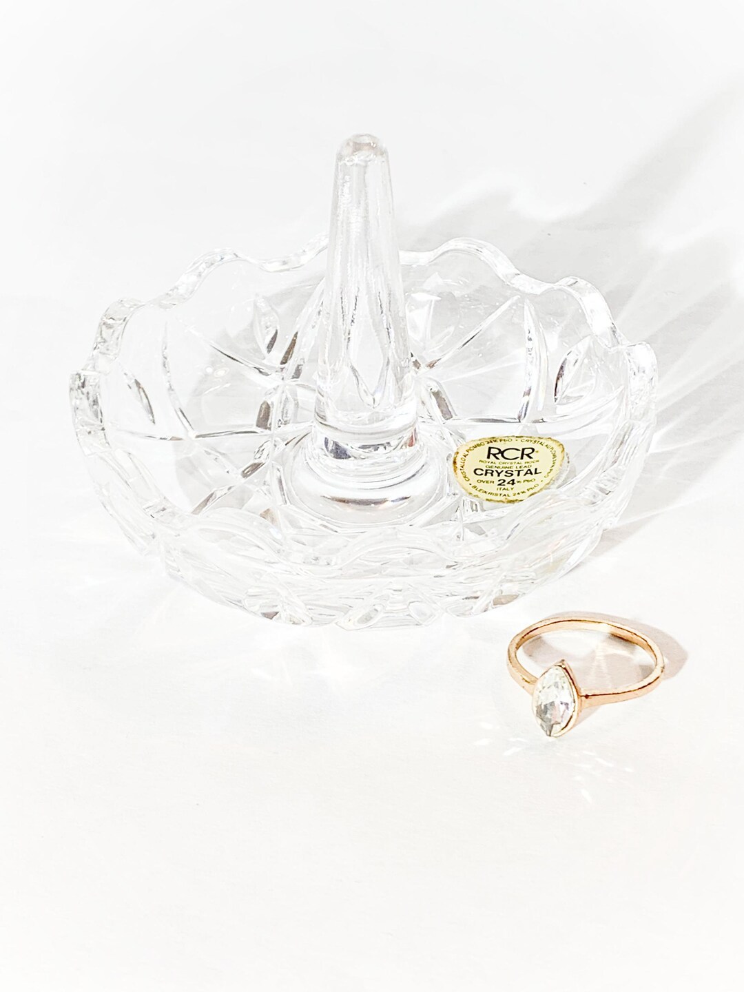 Vintage RCR Crystal Ring Dish / Cut Glass Ring Holder / 24% Lead ...