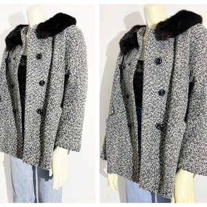 Vintage TWEED FUR COLLAR Coat / Size Small Medium - Etsy