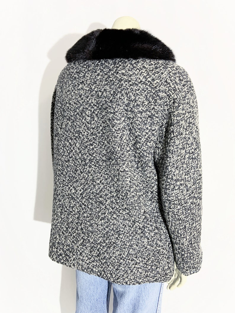 Vintage TWEED FUR COLLAR Coat / Size Small Medium - Etsy