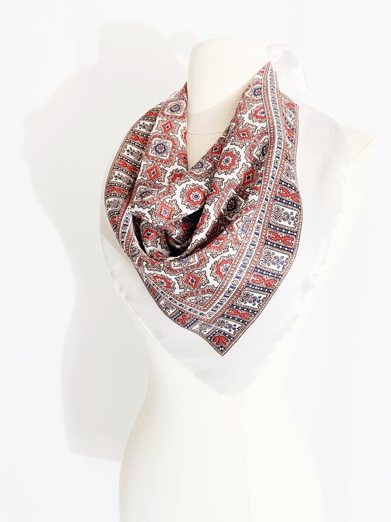 Vintage SILKY FOULARD PRINT Square Scarf Etsy Canada