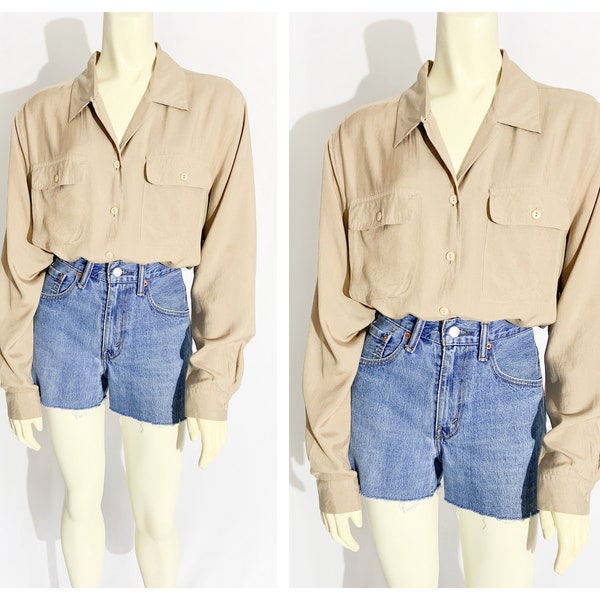 Tan Silk Blouse - Etsy