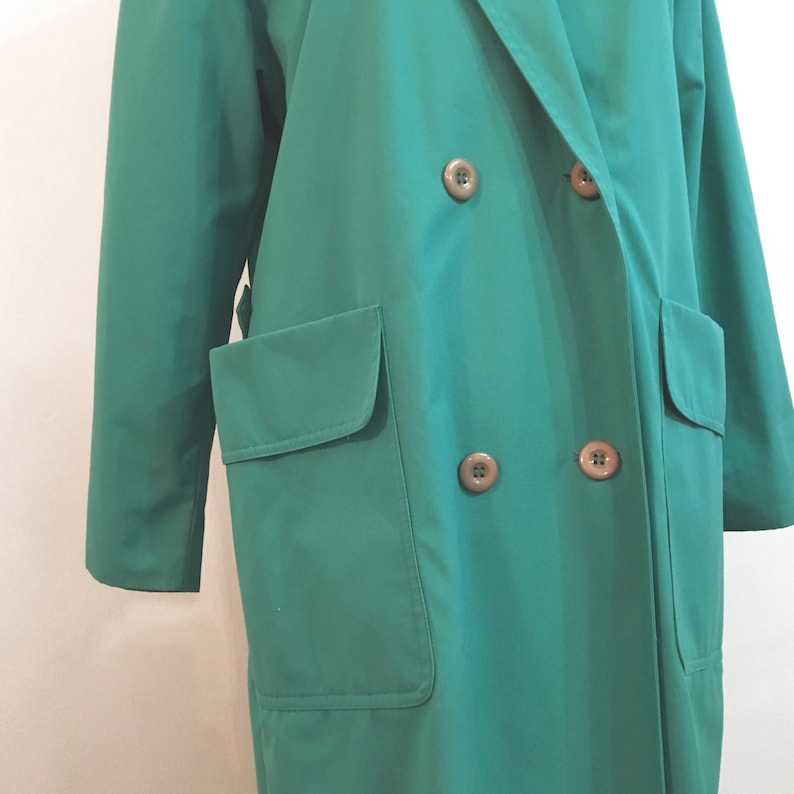 Vintage TEAL TRENCH COAT / Rain Coat / Size Medium Large | Etsy