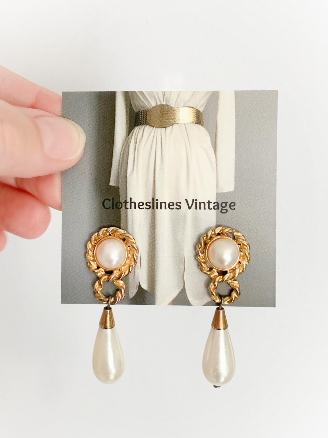 Vintage Drop Style Earring in Gold With Faux Pearl - Etsy
