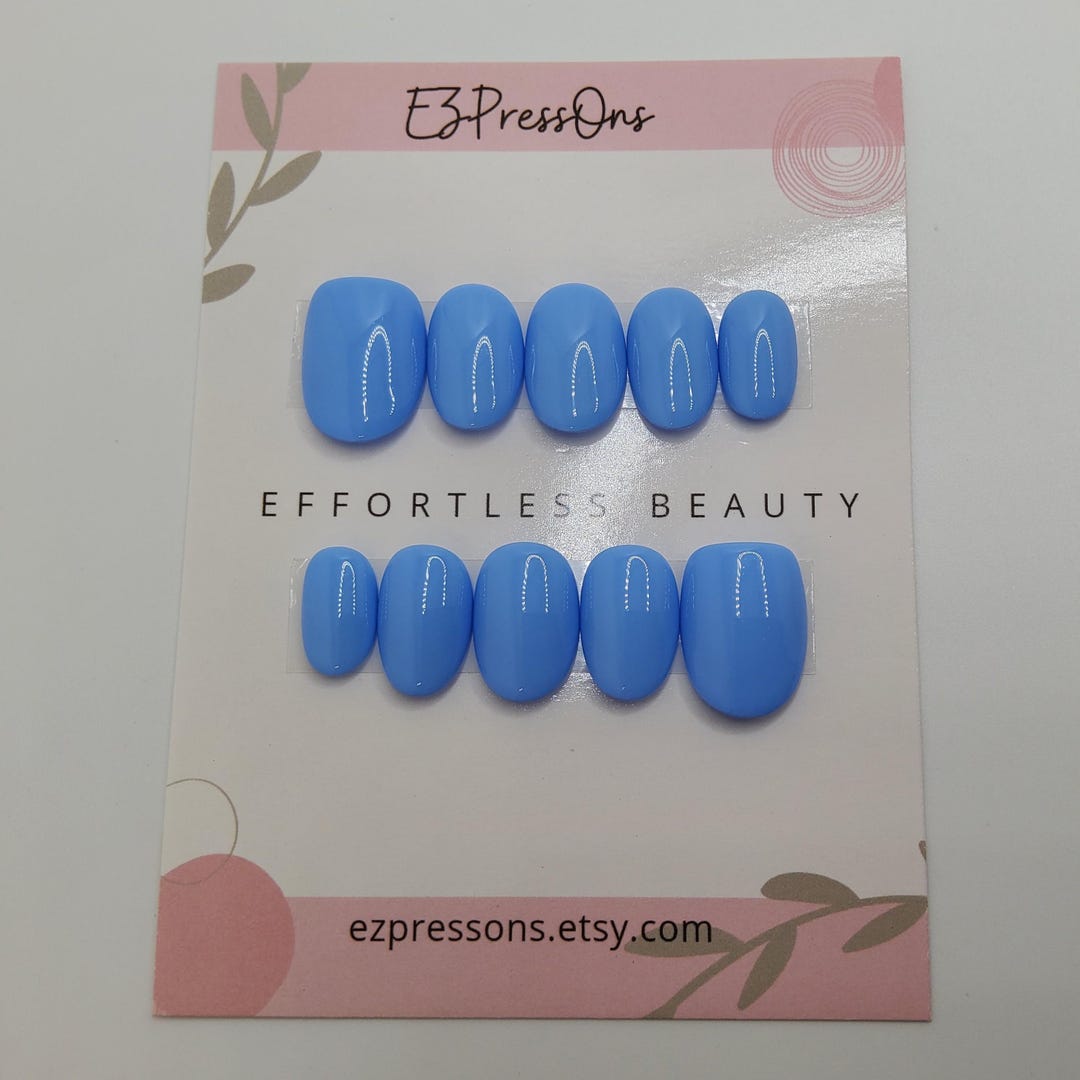 Blue Bell Hand-painted Press on Nails: Custom Fit & Made-to-order - Etsy