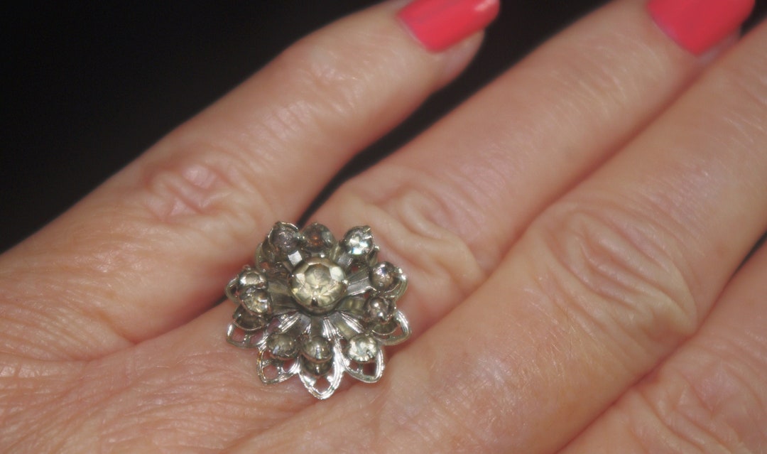 Vintage Costume Ring: Sarah Coventry "symphony" Clear Rhinestones on ...