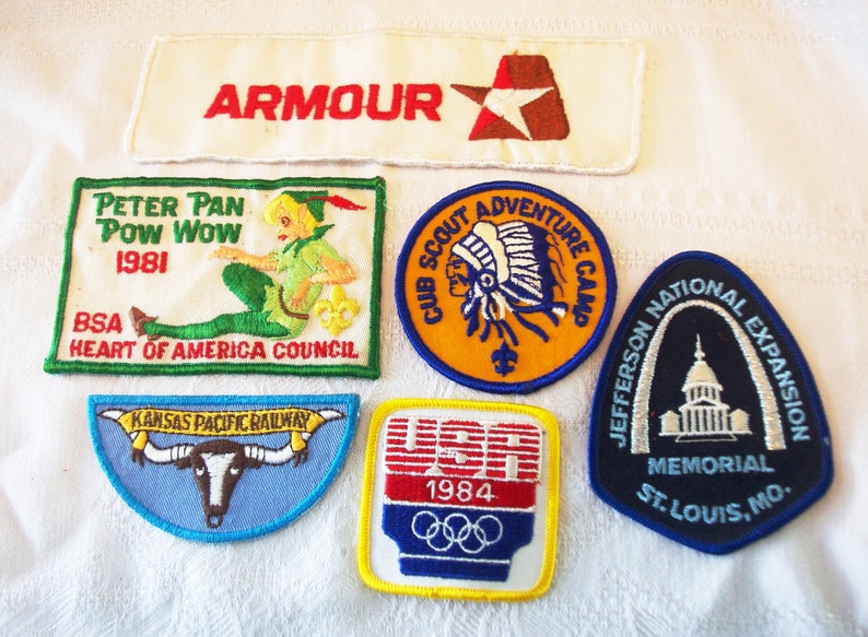 6 Vintage 70s 80s Cloth Patches: 84 Olympics, Cub Scouts, St. Louis ...