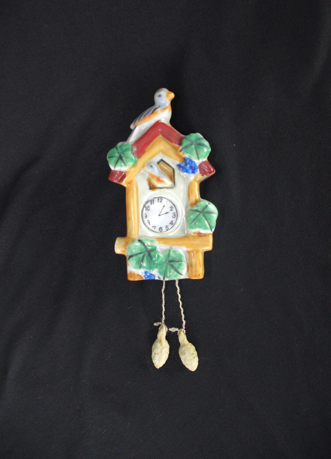 Vintage Cuckoo Clock Wall Pocket Planter: Small, Brown Lusterware ...