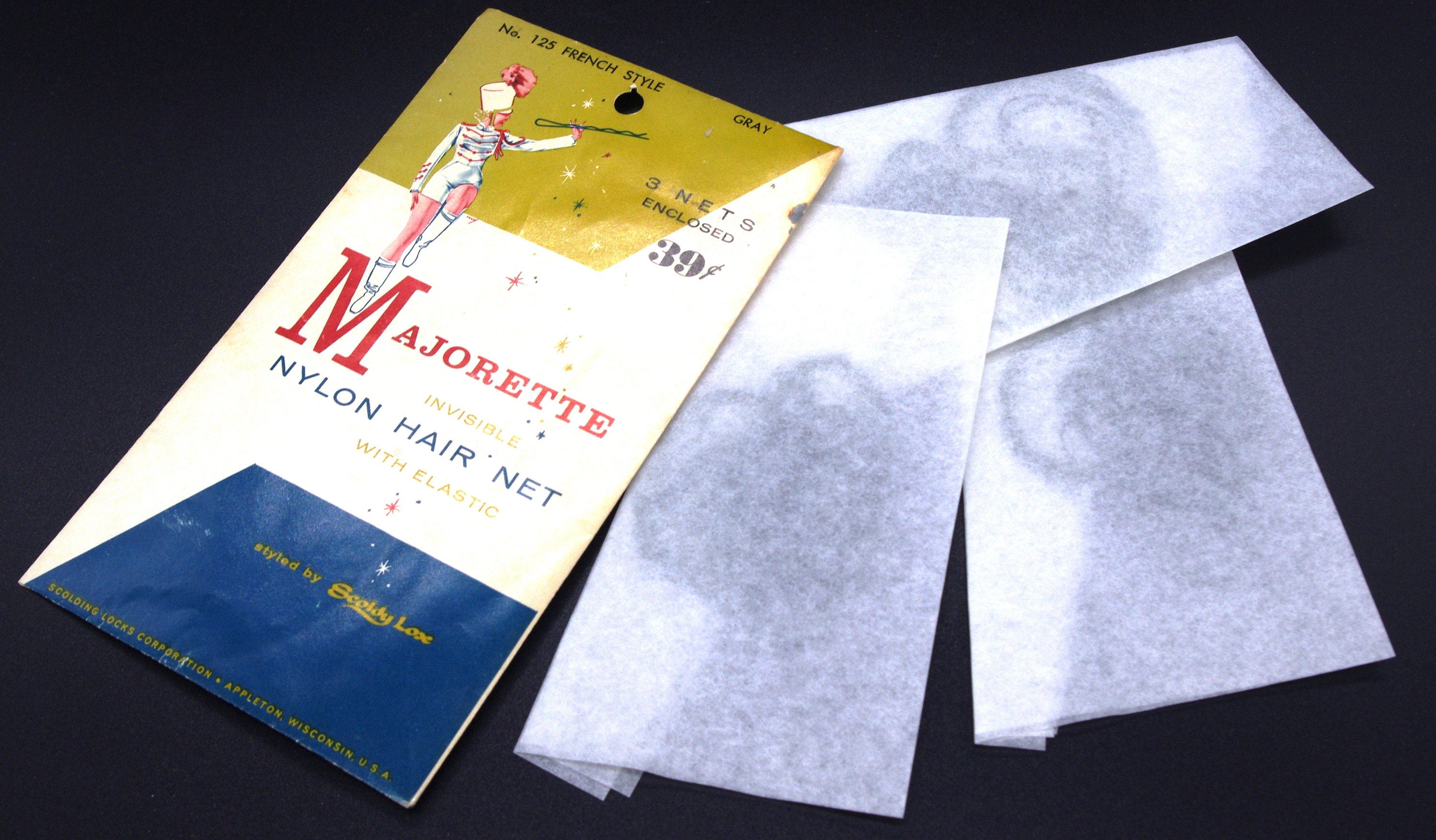 3 Vintage Nylon Hair Nets: 1950s "majorette" Great Graphics, Scolding ...