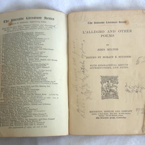 Antique Book / Booklet: Riverside Literature Series l'allegro and Other ...