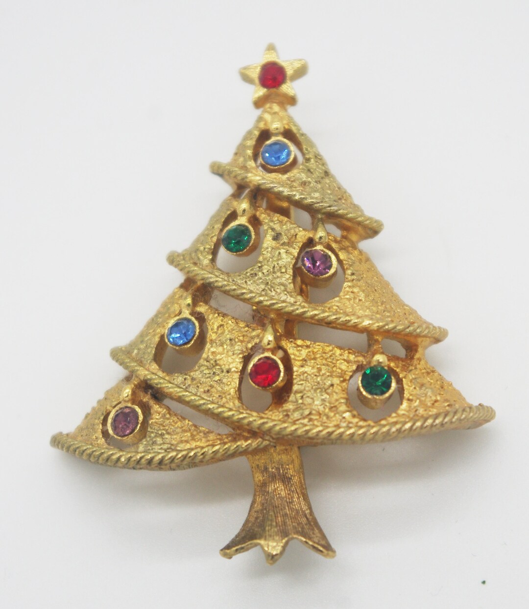 Vintage Christmas Pin / Brooch: Christmas Tree With Rhinestones 1960s ...