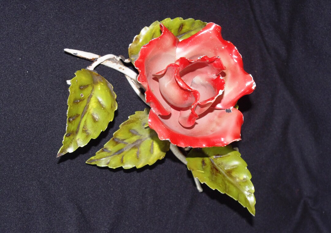 Vintage Tole Rose Sculpture: Painted Metal, Italy / Italian - Etsy