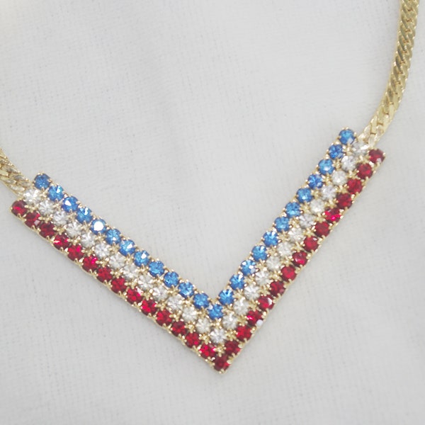 V Shaped Rhinestone Necklace - Etsy