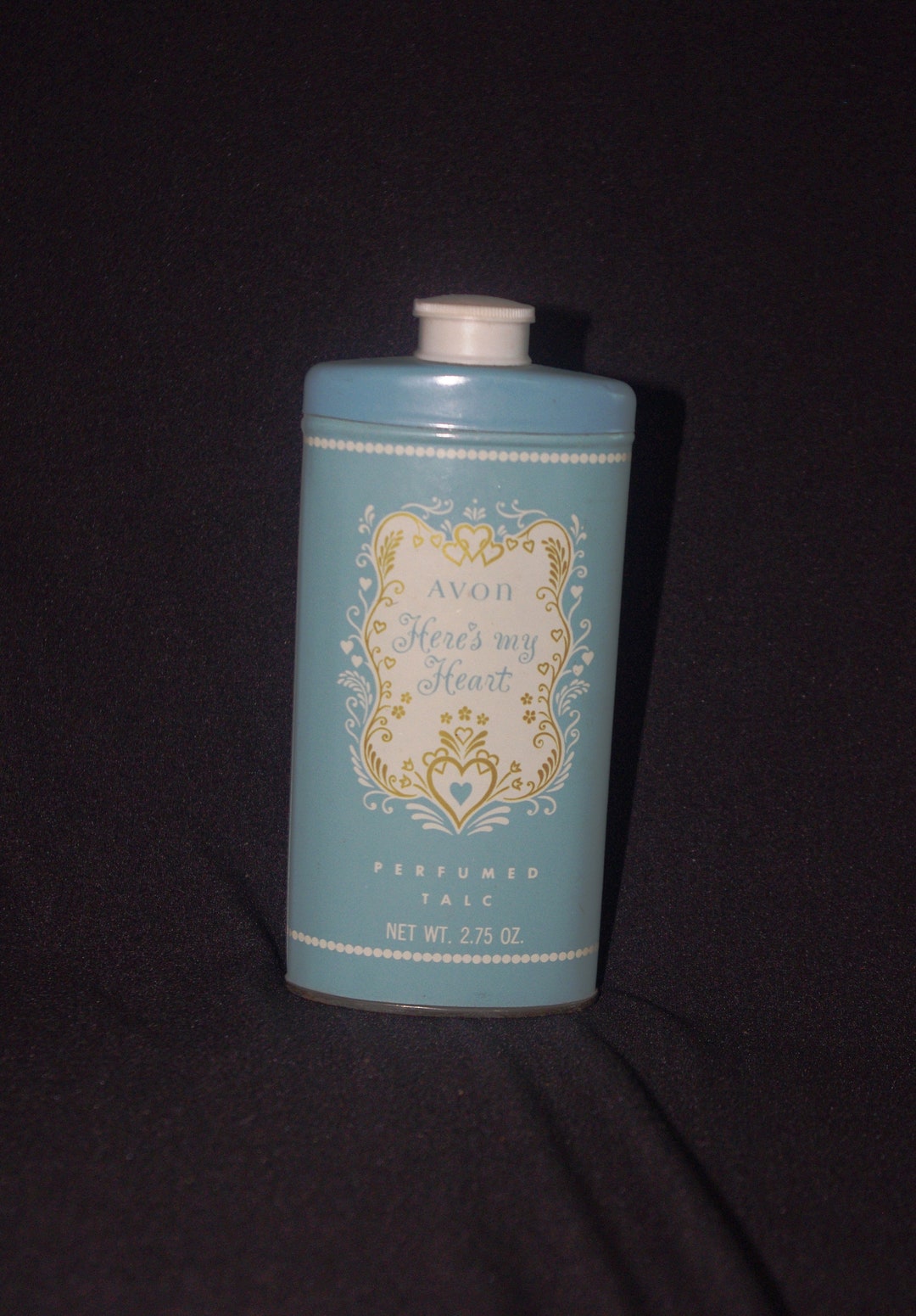 Vintage Powder Tin: here's My Heart Perfumed Talc, Avon, Light Blue ...