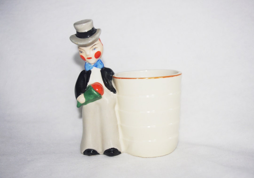Vintage Small Planter / Figurine: Art Deco, Man W/ Flowers, Bowtie, Top ...
