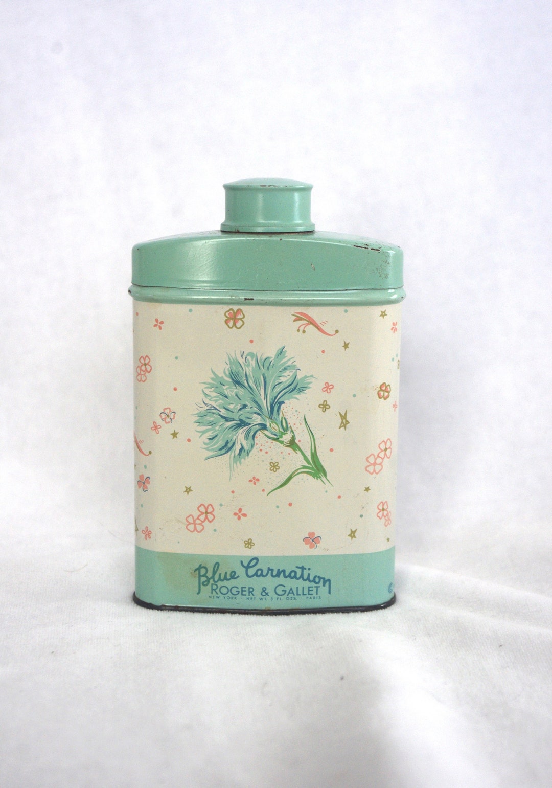 Vintage Tin: Roger & Gallet "blue Carnation" Perfumed Talc / Powder ...