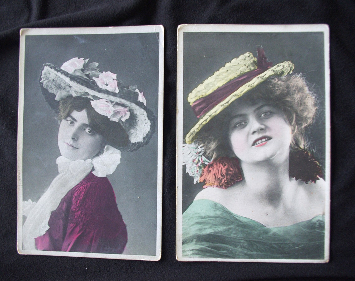 2 Antique Portrait Photo Postcards: Beautiful Lady / Woman, Early 1900s ...