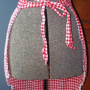 Vintage Half Apron: 1950s Chicken Scratch / Amish Embroidery, Red ...