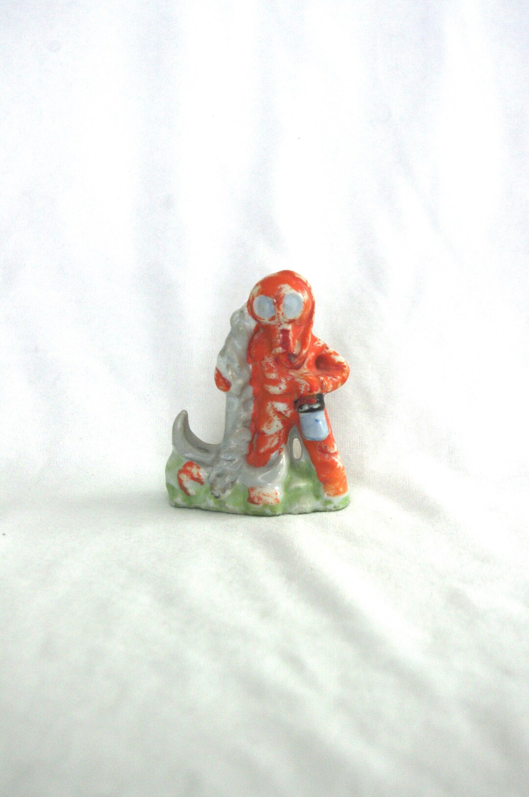 Vintage Figurine: Aquarium Decoration, Orange Scuba Diver W/ Anchor ...