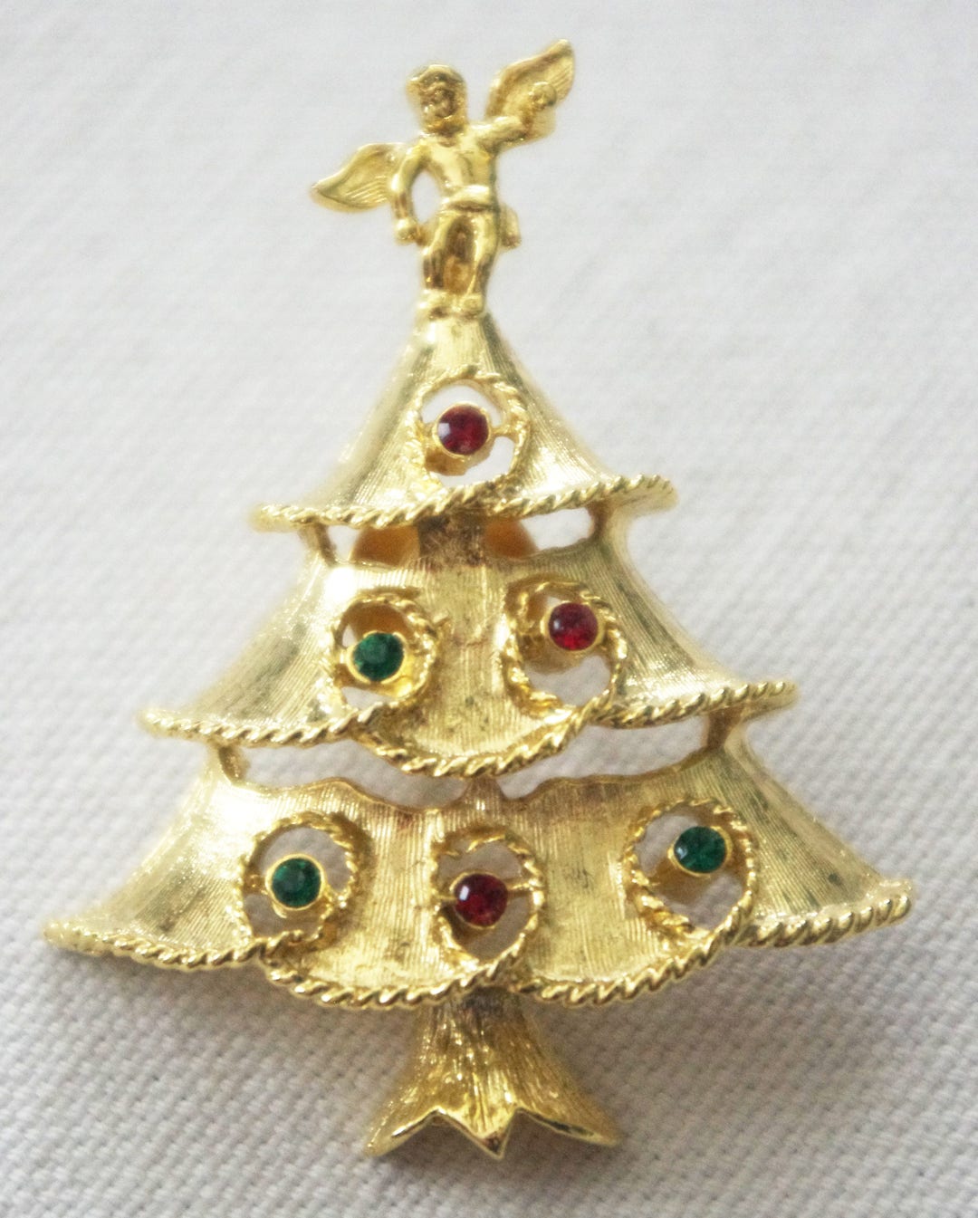 Vintage 70s Christmas Pin / Brooch Christmas Tree With Rhinestones ...