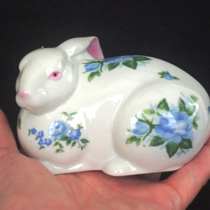 Vintage Rabbit / Bunny Figurine: Napcoware Blue Roses & White - Etsy