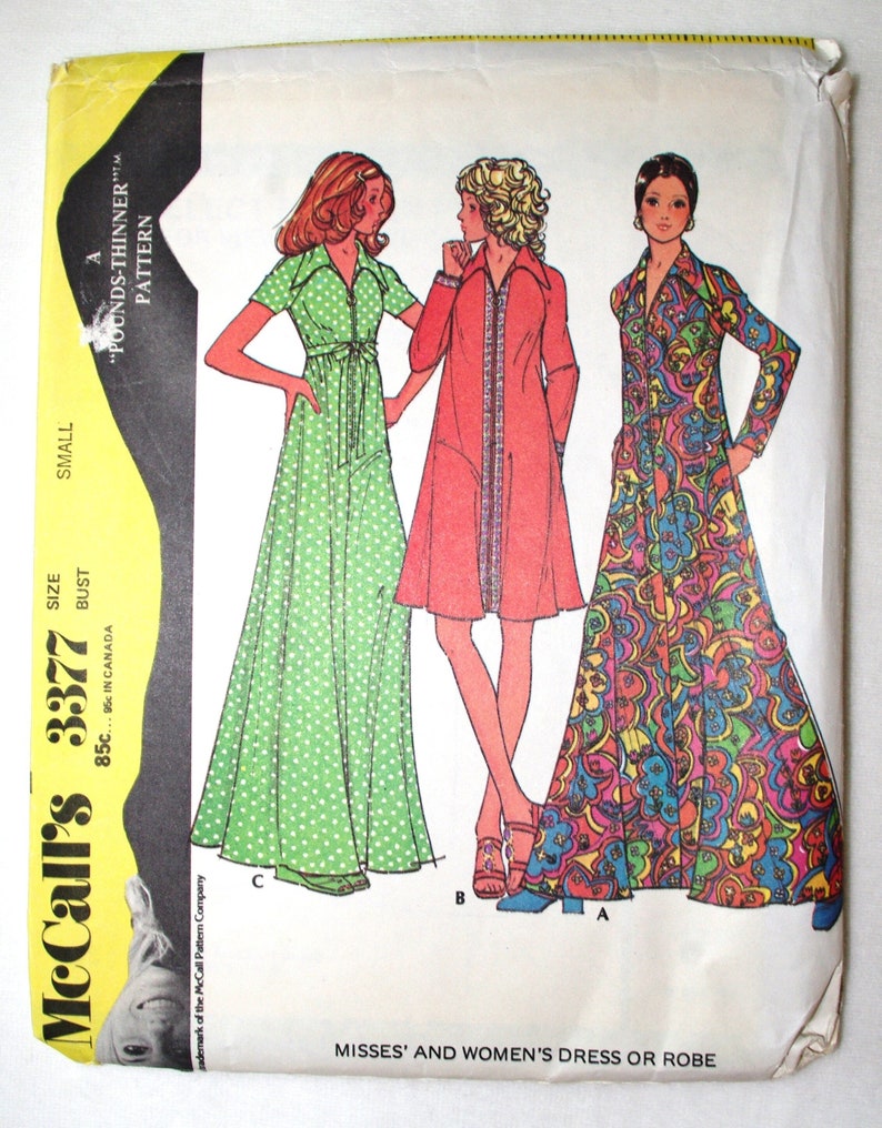 Vintage Mccall's Misses' Long Dress / Robe Pattern Sz - Etsy