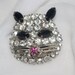 Vintage Brooch / Pin: Rhinestone Cat Face / Head, Clear, Black, Pink ...