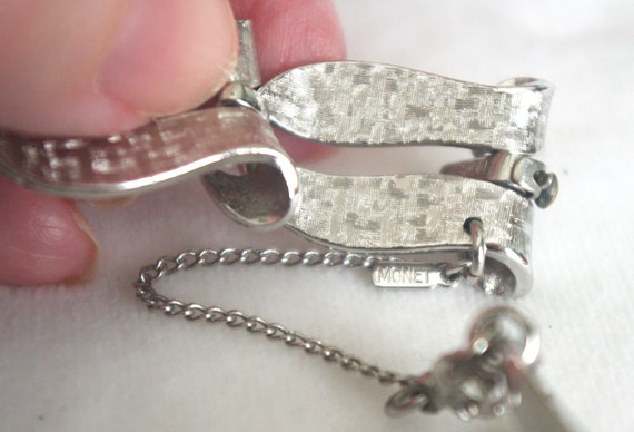 Vintage Monet Silver Link Bracelet w/ Safety Chain: L… - Gem